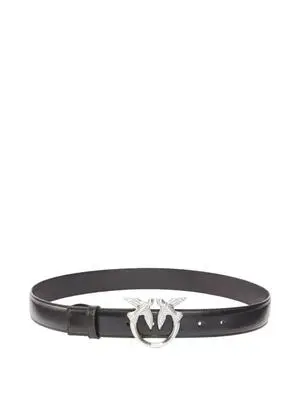 Pinko Love Berry Bird-embellished Leather Belt - Black