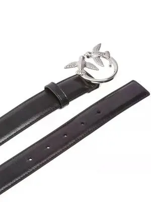 Pinko Love Berry Bird-embellished Leather Belt - Black
