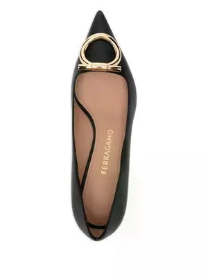 FERRAGAMO 40mm Maxi Gancini Leather Pumps
