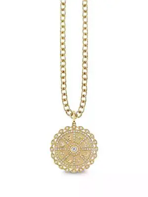 SYDNEY EVAN 14k Yellow Icon Wheel Diamond Pendant Necklace - Gold
