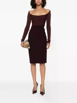 MUGLER Square-neck Ribbed Top - Red