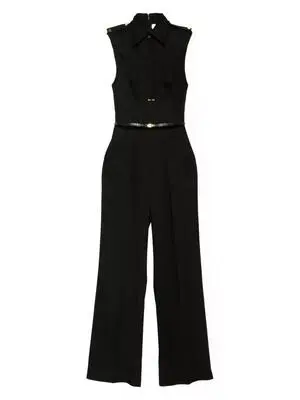 Elisabetta Franchi Collared Belted Jumpsuit - Black
