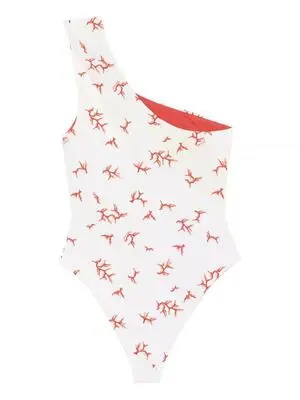 Fendi Printed One-shoulder Swimsuit - Neutrals
