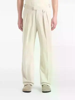 Manière De Voir Pierre Pleated Tailored Linen Trousers - Neutrals