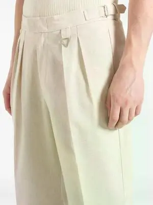 Manière De Voir Pierre Pleated Tailored Linen Trousers - Neutrals