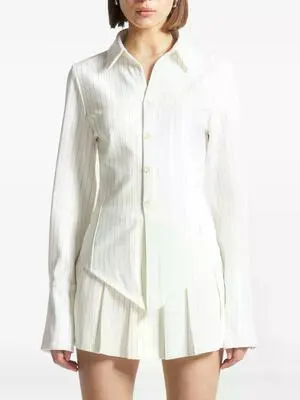 Manière De Voir Pinstripe Angled Shirt With Deep Cuffs - White