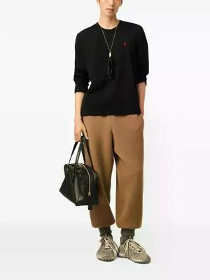 AMI Paris Heart-embroidered Long-sleeve T-shirt - Black