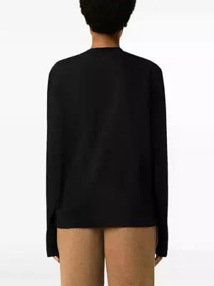 AMI Paris Heart-embroidered Long-sleeve T-shirt - Black