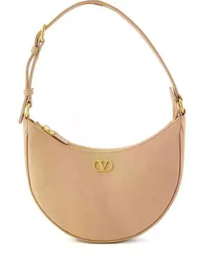 Valentino Garavani Vlogo Signature Mini Shoulder Bag In Grainy Calfskin - Neutrals