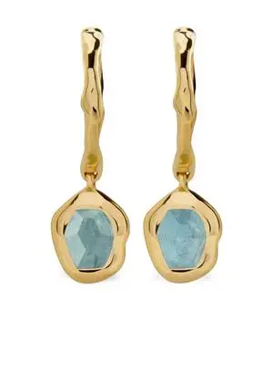 Monica Vinader Odyssey Aquamarine Huggie Earrings - Gold