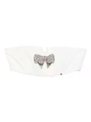 NISSA Bow-embellished Top - White