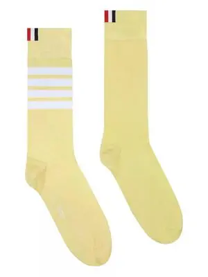 Thom Browne Four-bar Striped Mid-calf Socks - Yellow