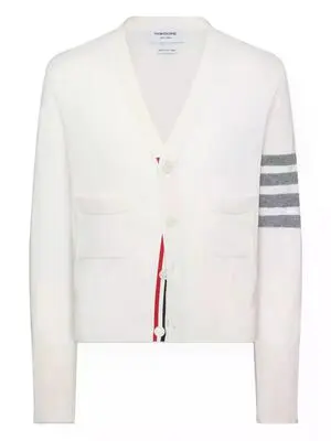 Thom Browne Four-bar V-neck Cardigan - 100 White