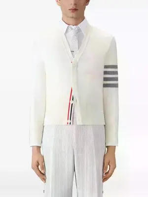 Thom Browne Classic Cashmere V-neck Cardigan With 4-bar Detail - Neutrals