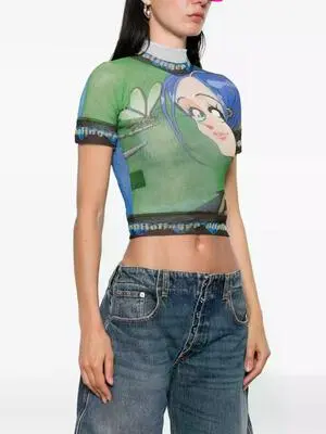 Ottolinger Anime-print Mesh Top