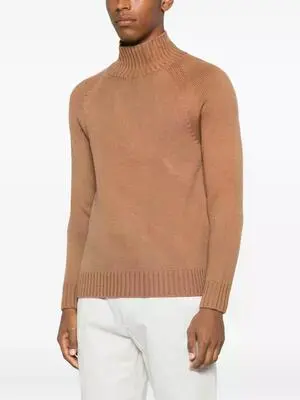Eleventy High-neck Raglan-sleeve Sweater - Brown