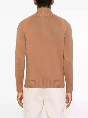 Eleventy High-neck Raglan-sleeve Sweater - Brown
