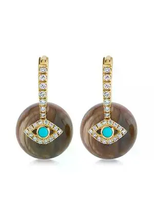 SYDNEY EVAN 14k Yellow Evil Eye Diamond Drop Earrings - Gold