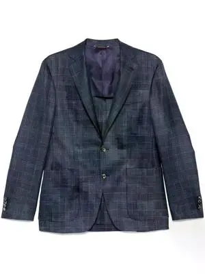 Canali Check-pattern Blazer - Blue