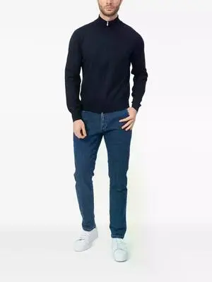 GRAN SASSO High-neck Zip-up Cardigan - Blue