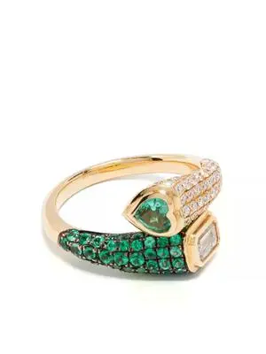 Shay 18k Yellow Diamond And Emerald Pinky Ring - Gold