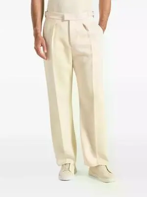 Manière De Voir Twill Pleated Tailored Trousers - Neutrals