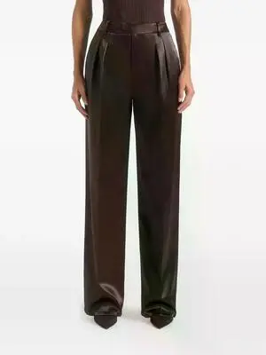 Manière De Voir Maniere De Voir Julie Satin Twin Pleat Wide-leg Trousers - Brown