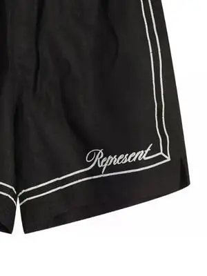 REPRESENT Border Detail Shorts - Black