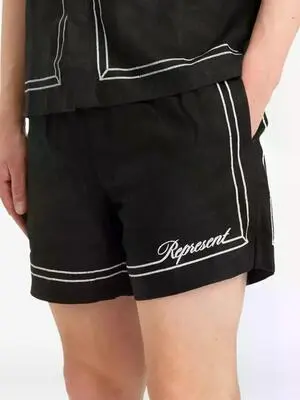 REPRESENT Border Detail Shorts - Black