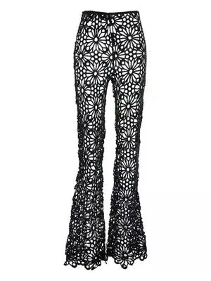 Norma Kamali Flower Crochet Trousers