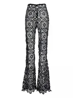 Norma Kamali Flower Crochet Trousers