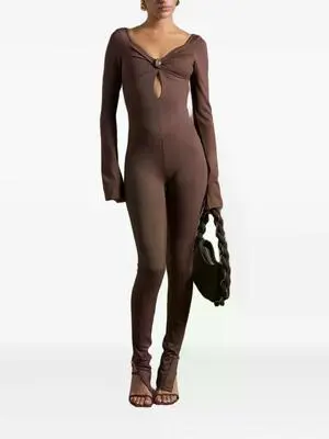 Manière De Voir Twisted Bust Off-shoulder Jumpsuit - Brown