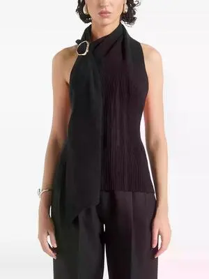 Manière De Voir Elodie Knitted Halterneck Top - Black