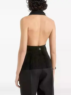 Manière De Voir Elodie Knitted Halterneck Top - Black