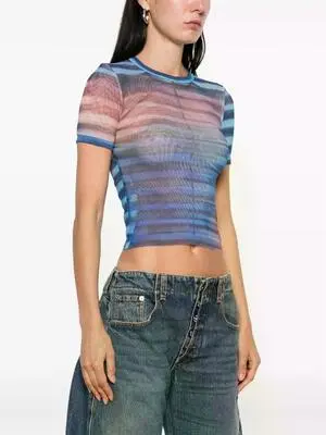 JEAN PAUL GAULTIER Striped Mesh Top