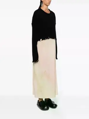 UMA WANG Distressed Ribbed-knit Cropped Sweater