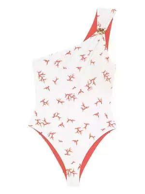 Fendi One-shoulder Printed Swimsuit - Neutrals