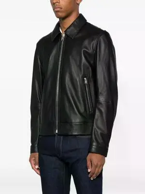 BOSS Regular-fit Leather Jacket With Zip Closure - Black