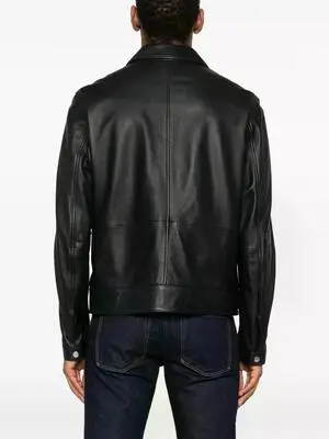 BOSS Regular-fit Leather Jacket With Zip Closure - Black