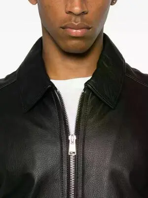 BOSS Regular-fit Leather Jacket With Zip Closure - Black