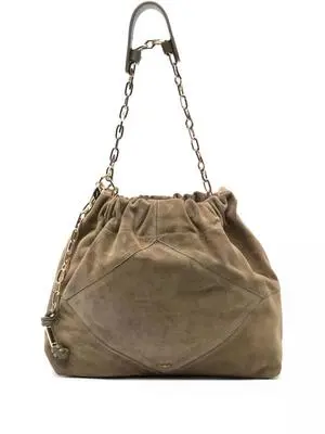 Ba&sh Calf Suede Chain Shoulder Bag - Green