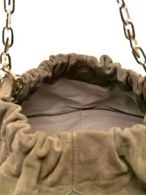 Ba&sh Calf Suede Chain Shoulder Bag - Green