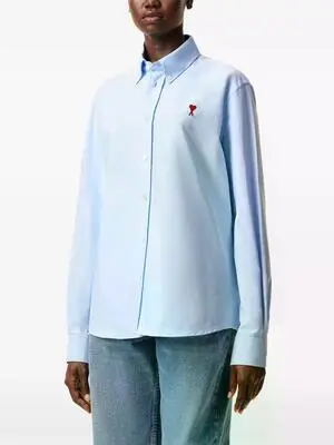 AMI Paris De Coeur" Embroidered Button-down Shirt