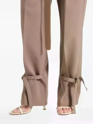 Manière De Voir Oversized Belted Ankle-tie Tailored Trousers - Neutrals