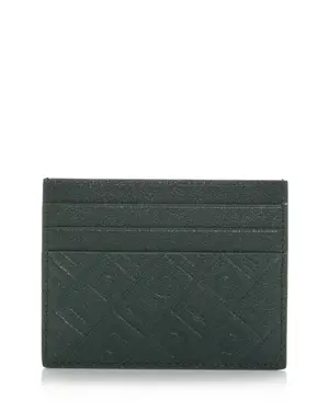 FERRAGAMO Gancini Embossed Leather Card Case - Moss