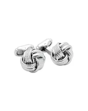 THOMPSON OF LONDON Satin Dot Knot Cufflinks - Silver