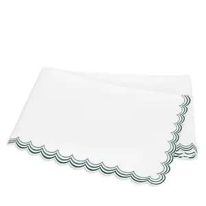 MATOUK Stella Scalloped Embroidered Flat Sheet, Full/queen - Green