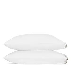 MATOUK Stella Scalloped Embroidered King Pillowcase, Pair - Mocha