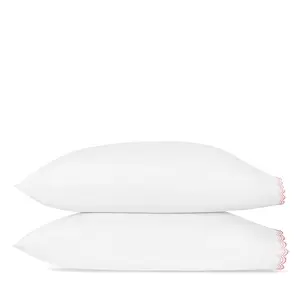 MATOUK Stella Scalloped Embroidered King Pillowcase, Pair - Pink