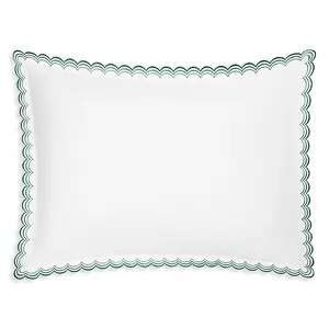 MATOUK Stella Scalloped Embroidered King Sham - Green